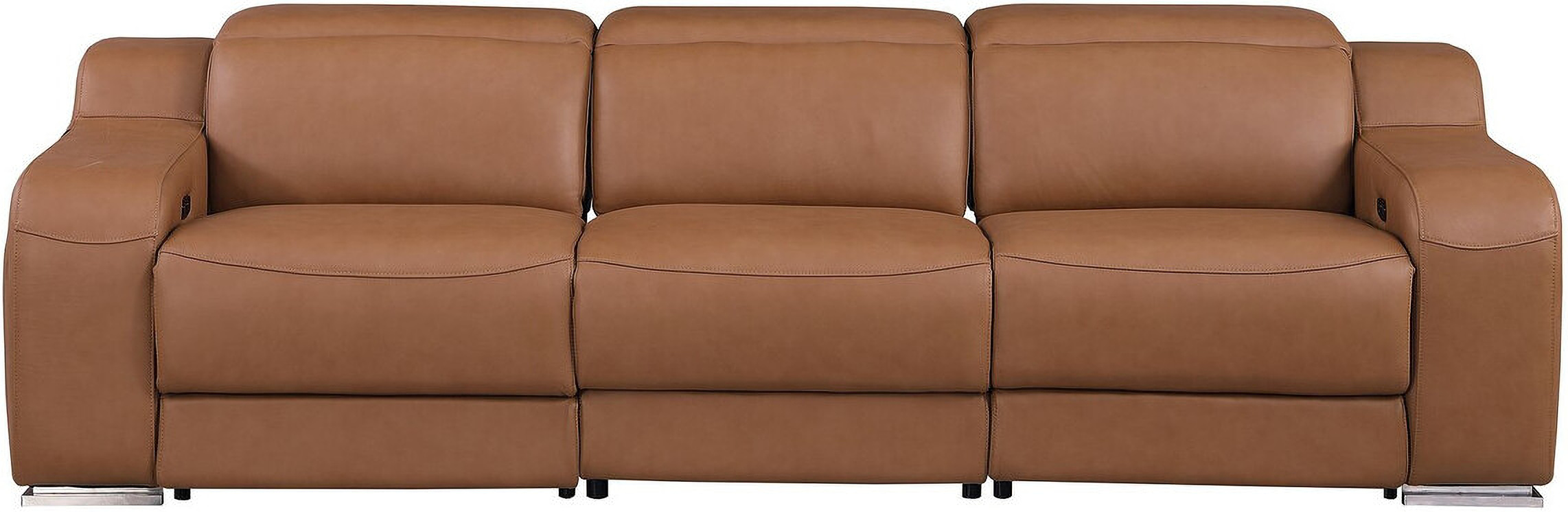 103 Inch Italian Leather Reclining USB Sofa In Chestnut by Homeroots ...