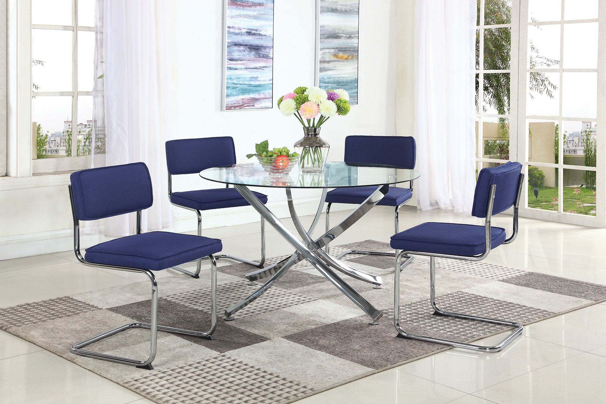 Beckham Round Dining Room Set In Chrome by Coaster | 1StopBedrooms