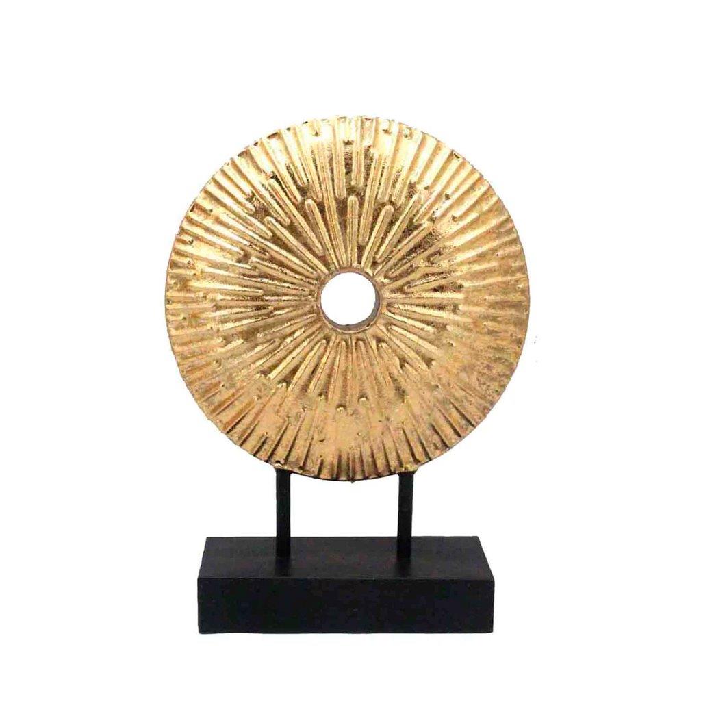 11.25 Inch Gold Metal Disc Sculpture On Base by Sagebrook | 1StopBedrooms