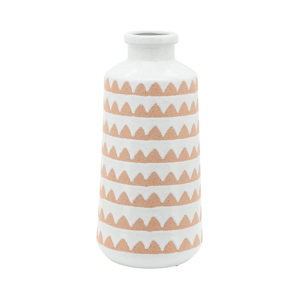 12 Inch Aztec Vase In Ivory - 1StopBedrooms