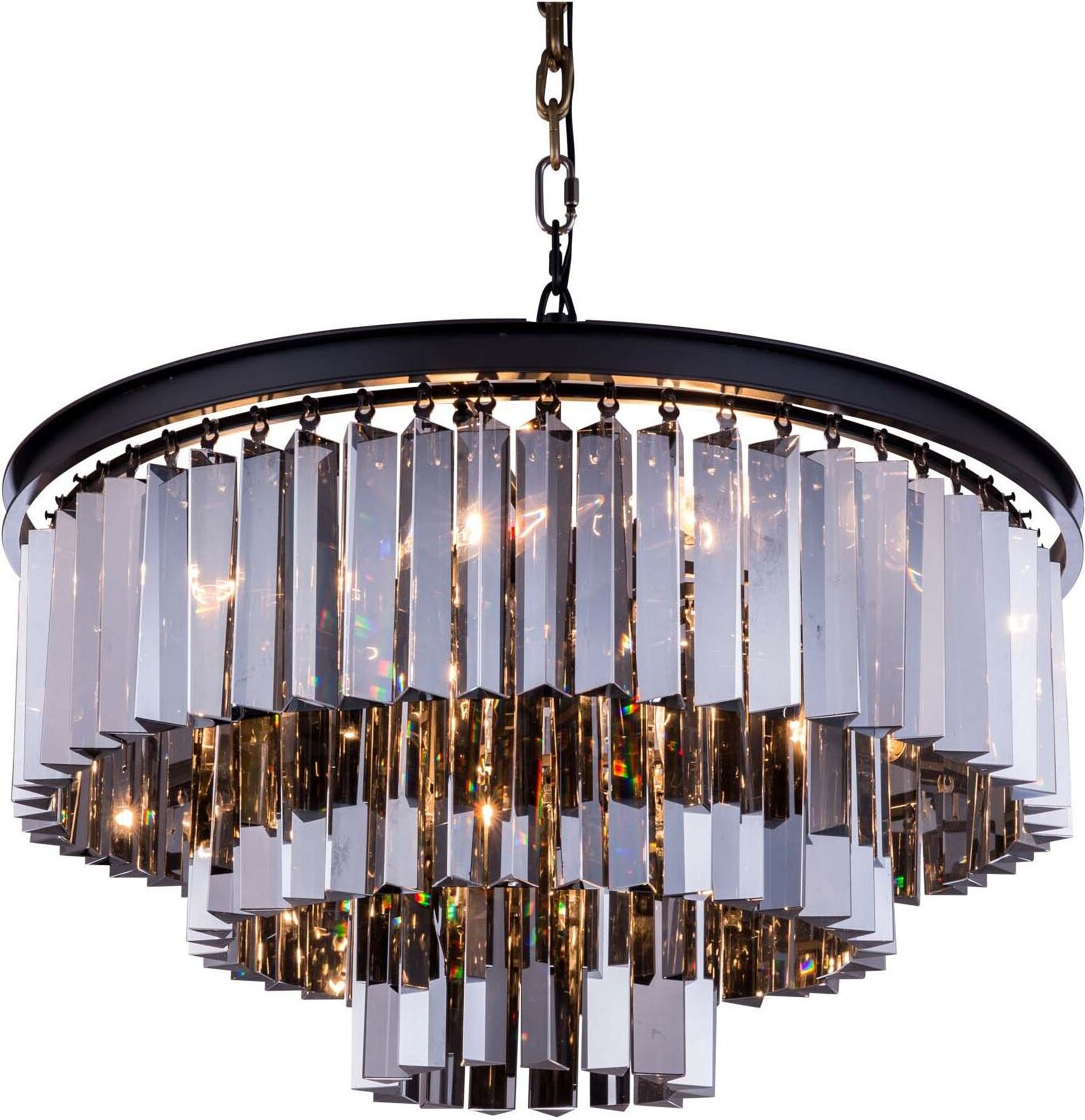 Sydney 26" Matte Black 9 Light Chandelier With Silver Shade Royal Cut ...