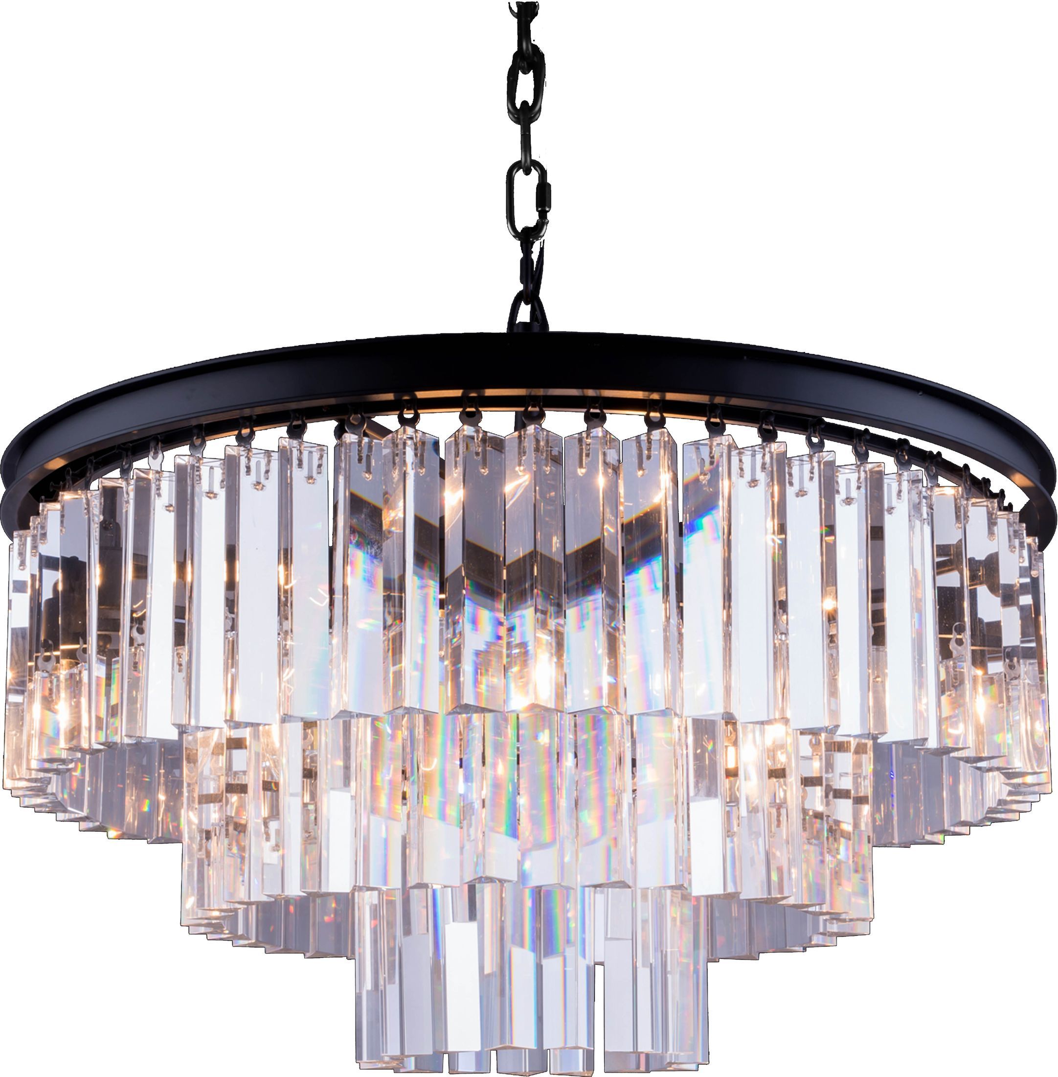 Sydney 26" Matte Black 9 Light Chandelier With Clear Royal Cut Crystal ...