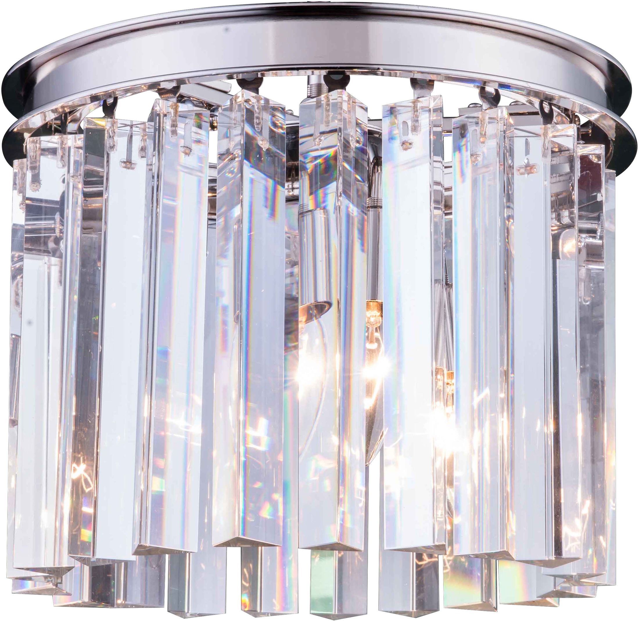 Sydney 12" Polished nickel 3 Light Flush Mount With Clear Royal Cut ...