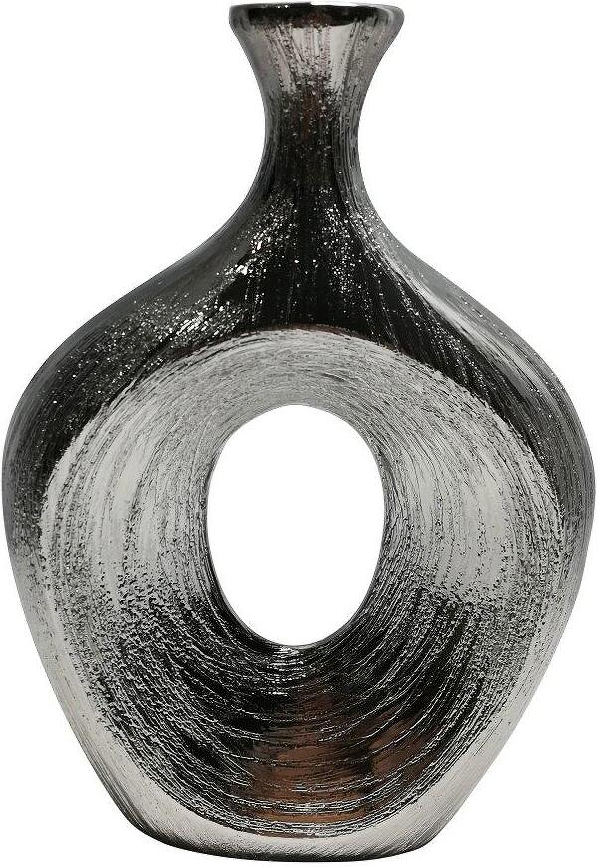 13 Inch Scratched Oval Vase Cut-Out In Silver by Sagebrook | 1StopBedrooms