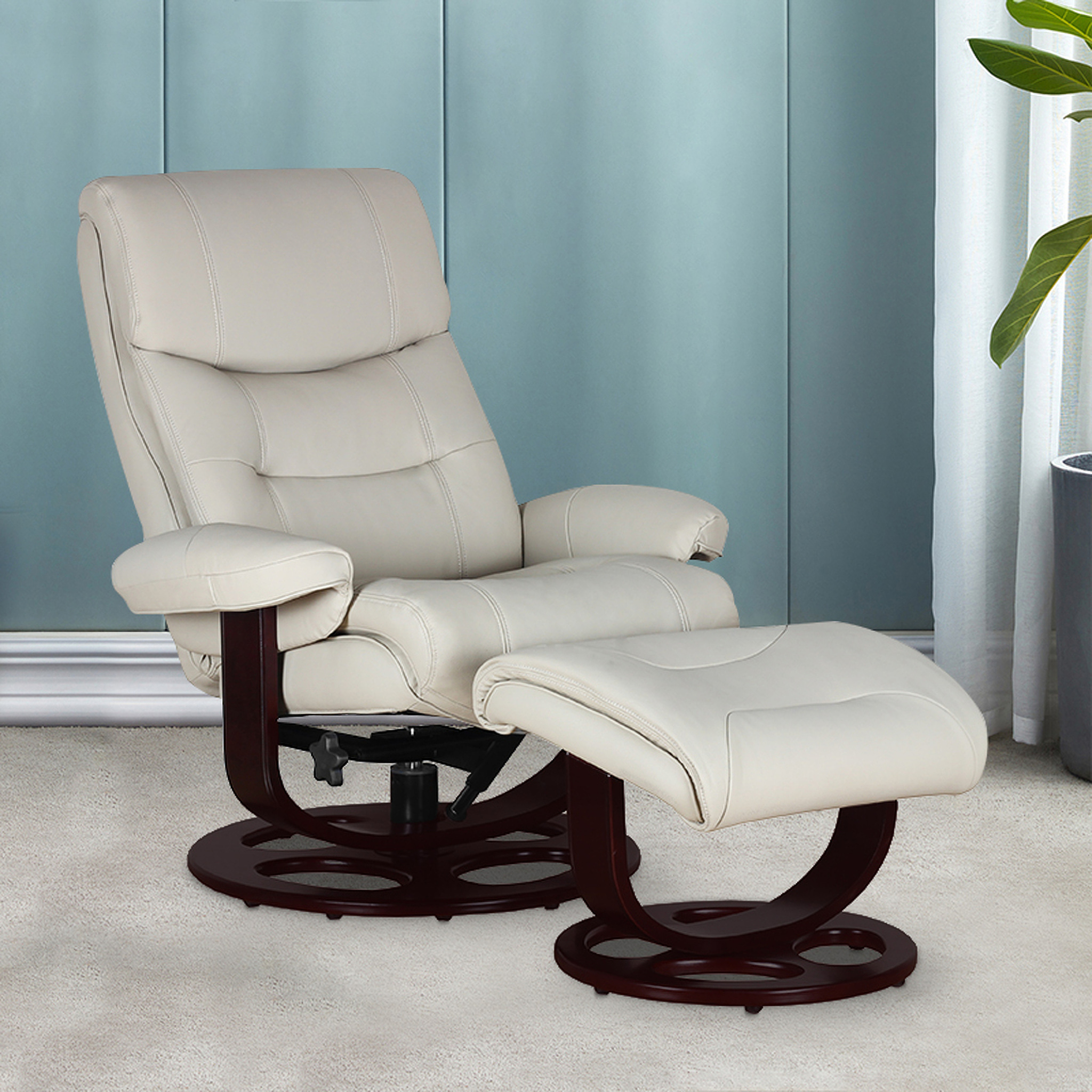 15 8038 Dawson Swivel Pedestal Recliner With Ottoman In Roman Ivory by BarcaLounger 1StopBedrooms