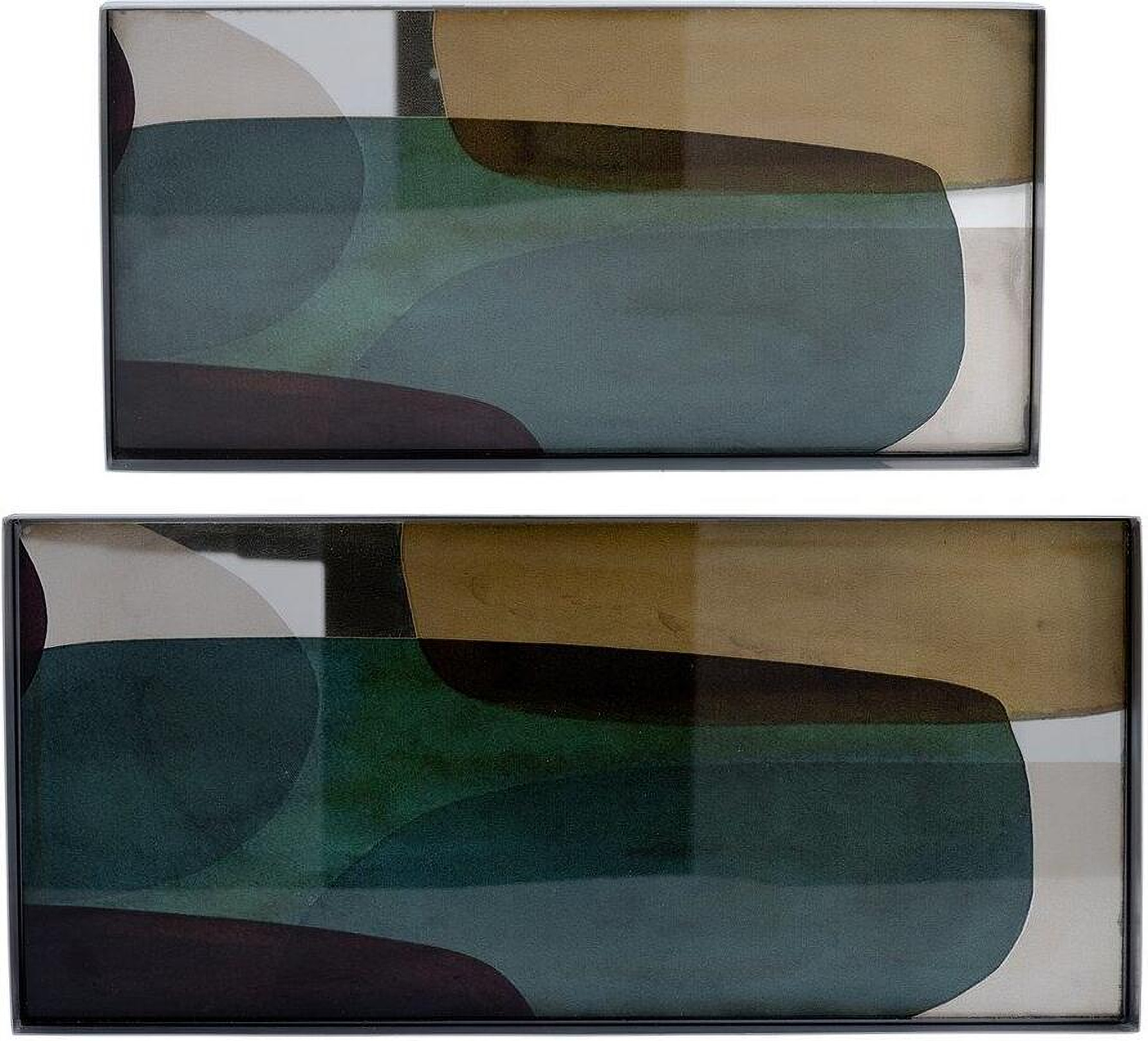 16/20 Inch Metal And Glass Tray Set of 2 In Nickel And Multi by ...