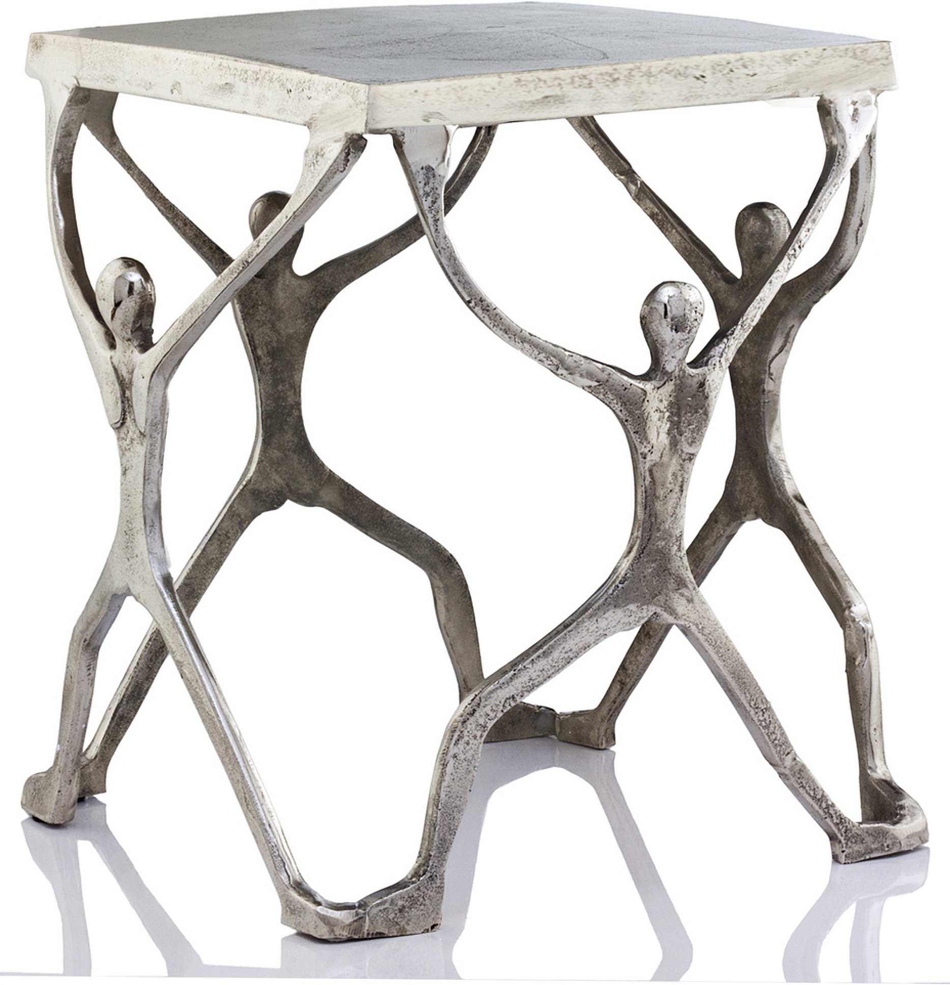 18 Inch Aluminum Square End Table In Antique White and Silver by ...