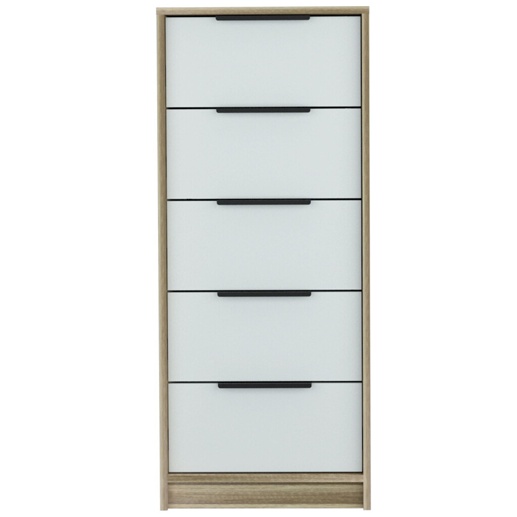 18 Inch Five Drawer Chest In White and Brown by Homeroots | 1StopBedrooms