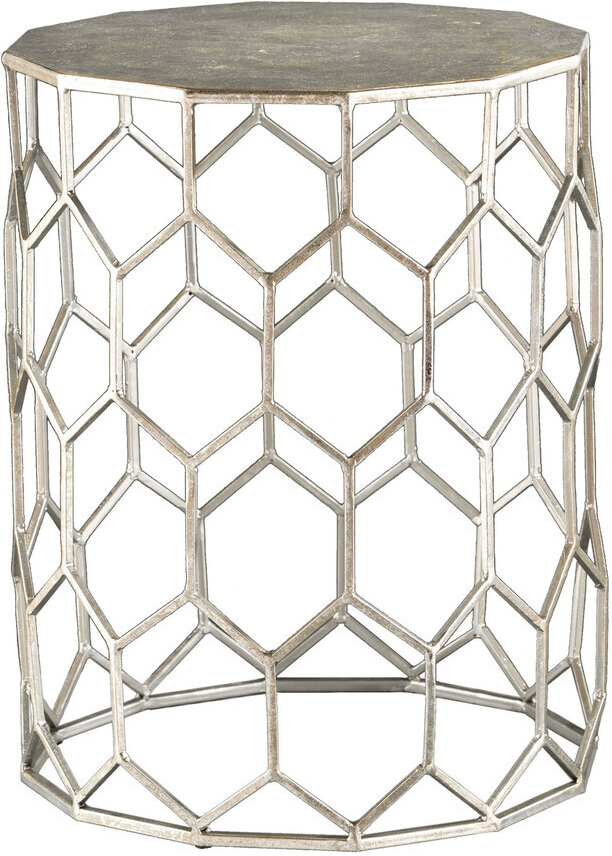 18 Inch Honeycomb Hexagonal End Table In Antiqued Gold by Homeroots ...