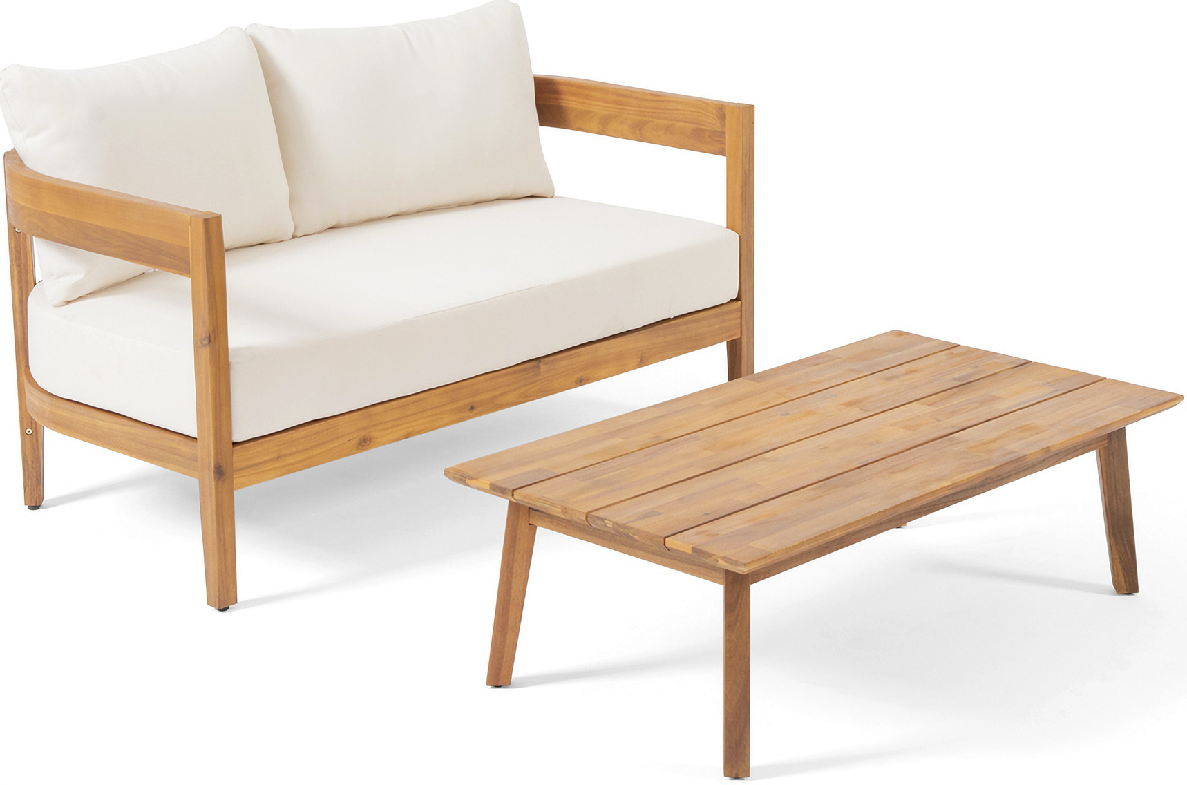 2-Piece Patio Set with Water Resistant Cushions In Loveseat and Coffee ...