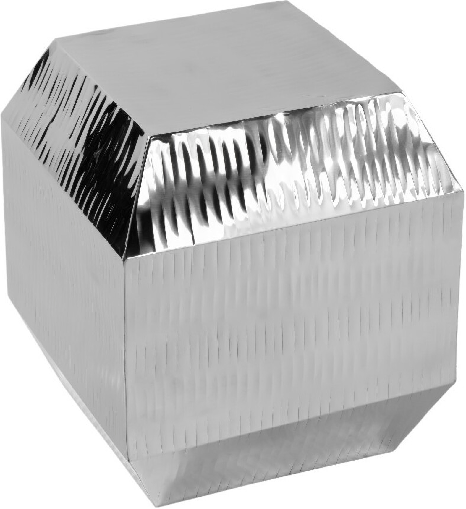 20 Inch Stainless Steel Square Block End Table In Silver by Homeroots ...