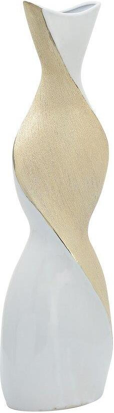 20 Inch Twisted Vase In White And Gold by Sagebrook Home | 1StopBedrooms