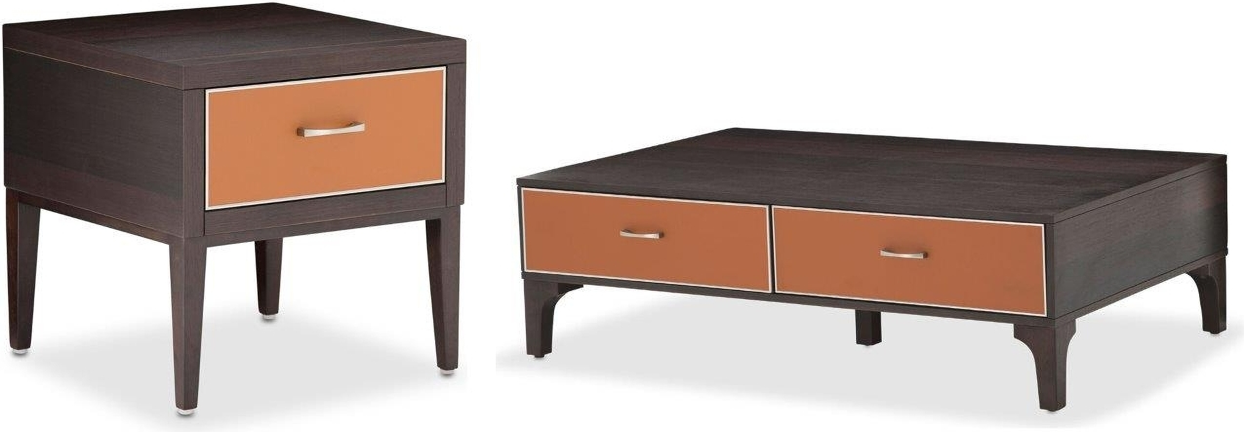 21 Cosmopolitan Diablo Orange and Umber Rectangular Occasional Table Set by Michael Amini ...