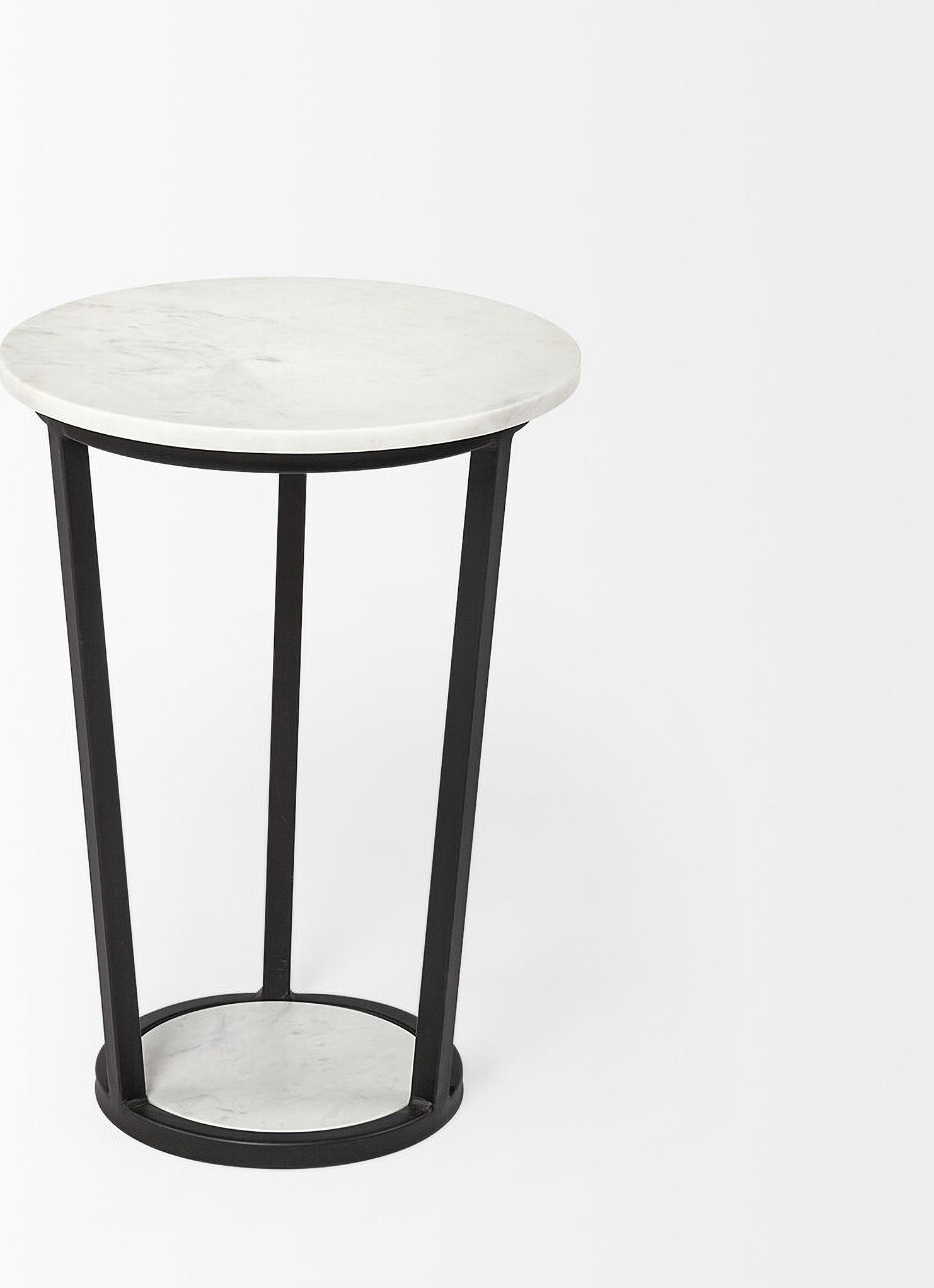 21 Inch Marble Round End Table In Black and White by Homeroots ...
