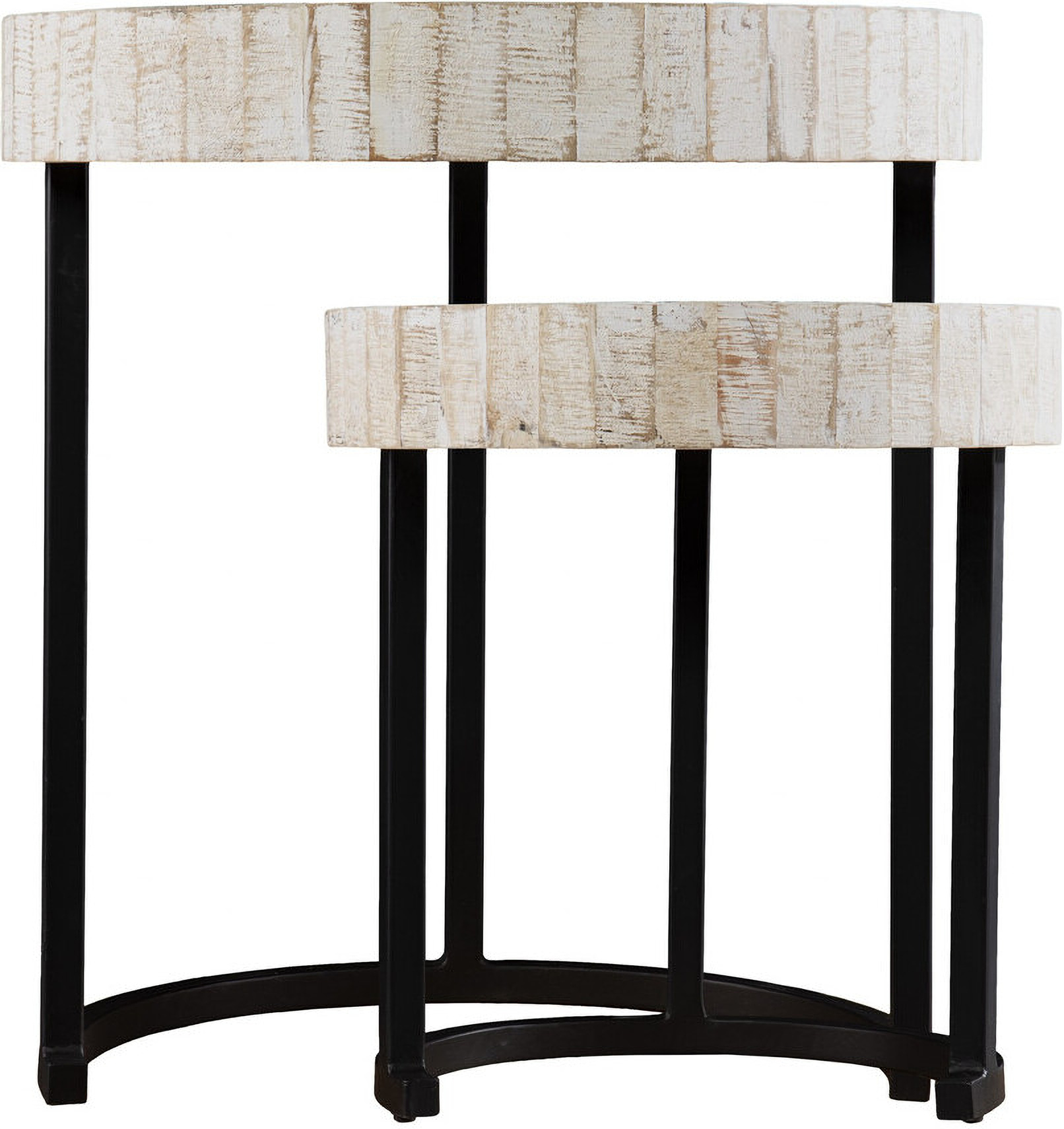 21 Inch Solid Wood and Iron Round Nested Tables Set of 2 In White by ...