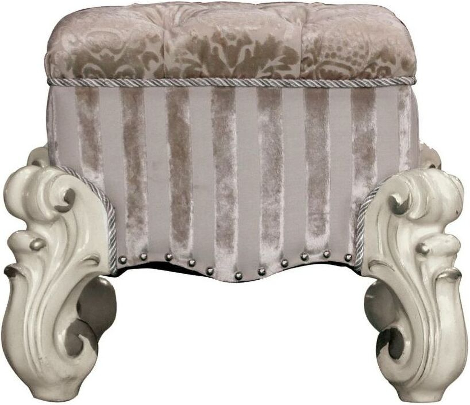22 Inch Fabric Floral Tufted Vanity Chair In Ivory and Bone by ...