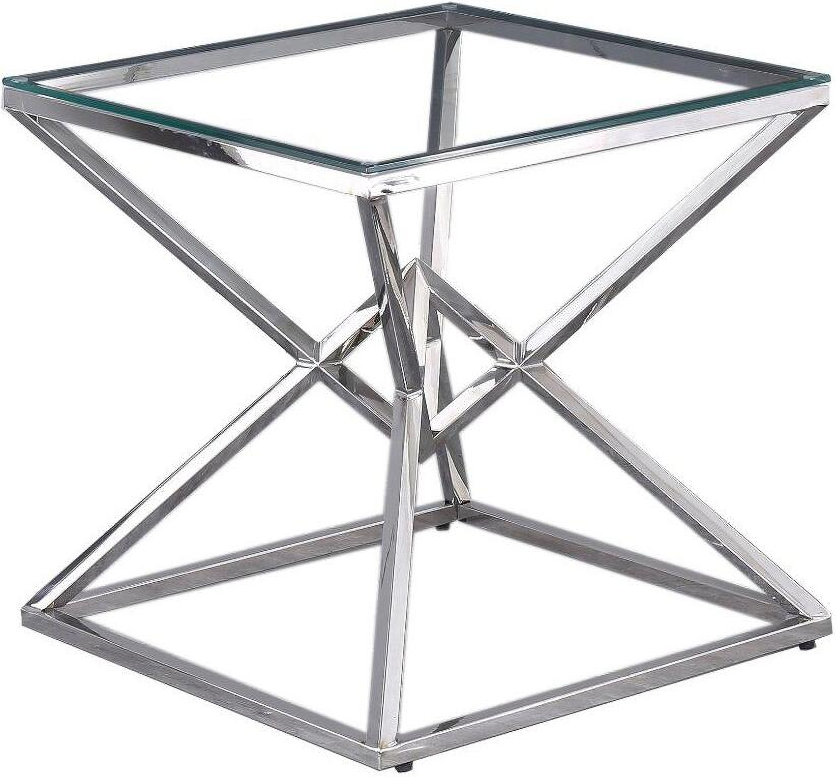 22 Inch Modern Clear Tempered Glass Side Table In Silver by Best Master ...