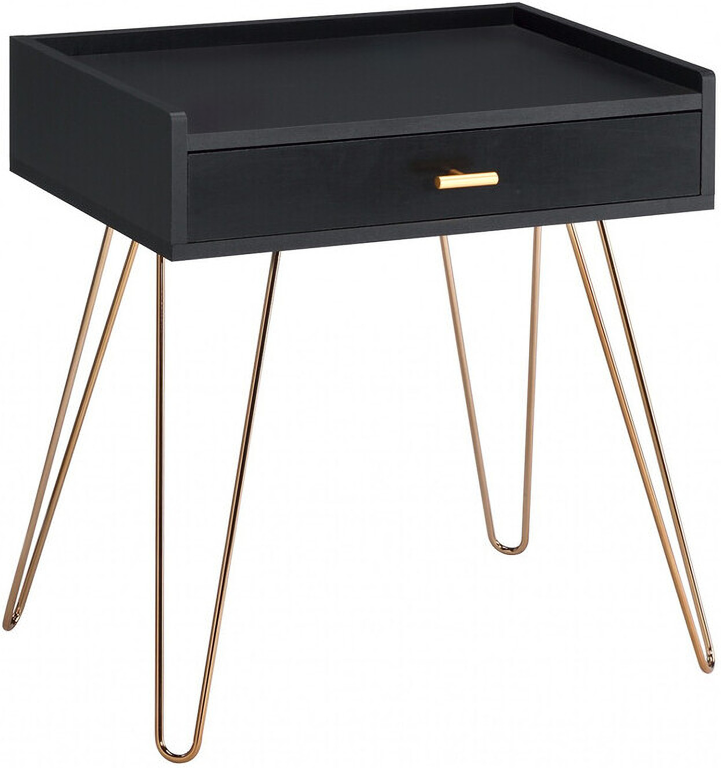 24 Inch End Table with Drawer In Gold and Black by Homeroots ...