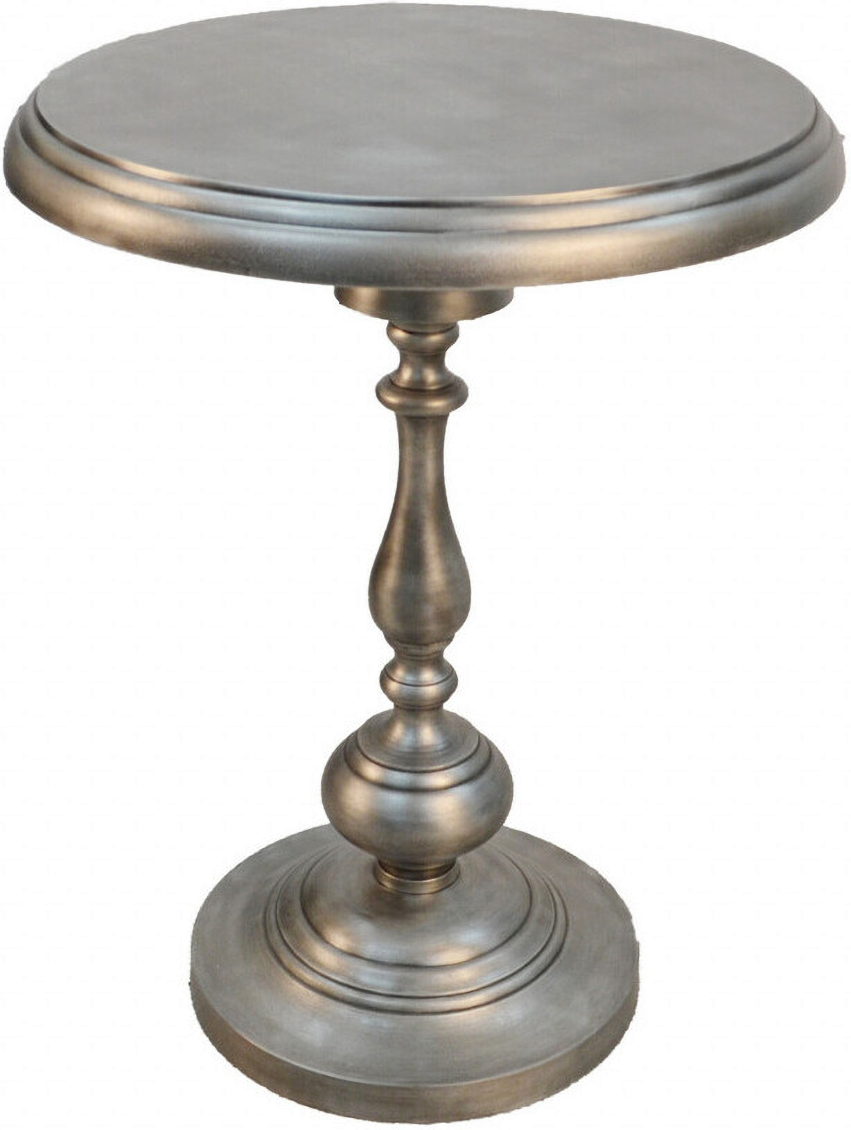 24 Inch Metal Round End Table In Antique Nickel by Homeroots ...