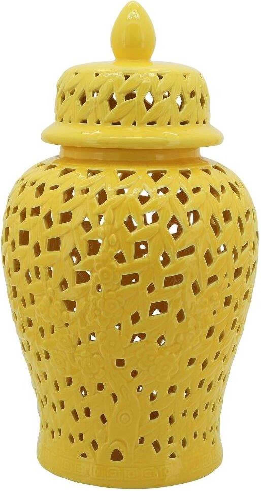 24 Inch Pierced Yellow Temple Jar by Sagebrook Home | 1StopBedrooms