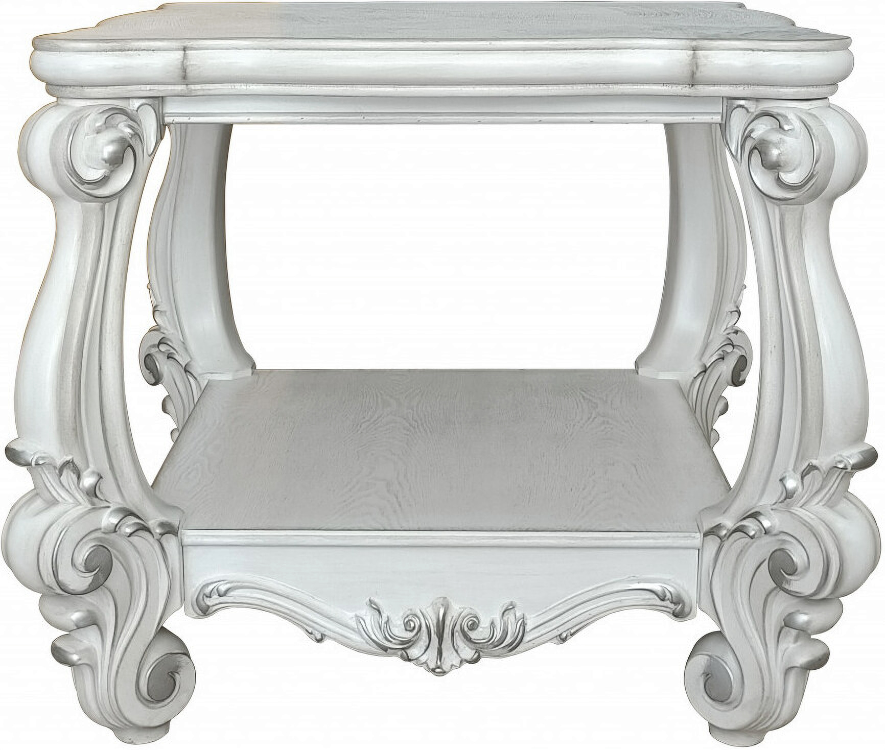 26 Inch Manufactured Wood Square Scroll End Table with Shelf In ...