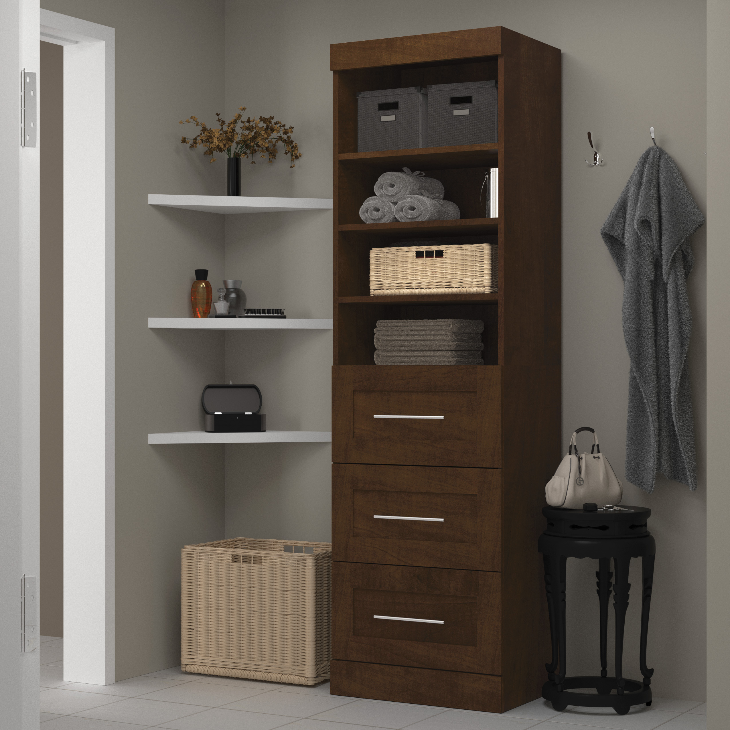 Pur Chocolate 25" 3 Drawer Storage Unit by Bestar | 1StopBedrooms