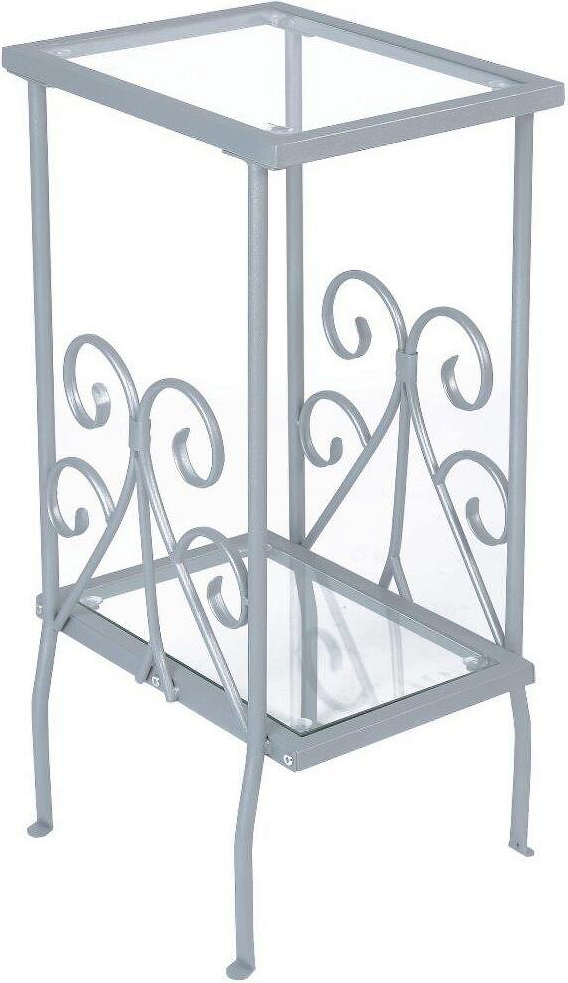 30 Inch Accent Table In Silver Metal With Tempered Glass by Monarch ...