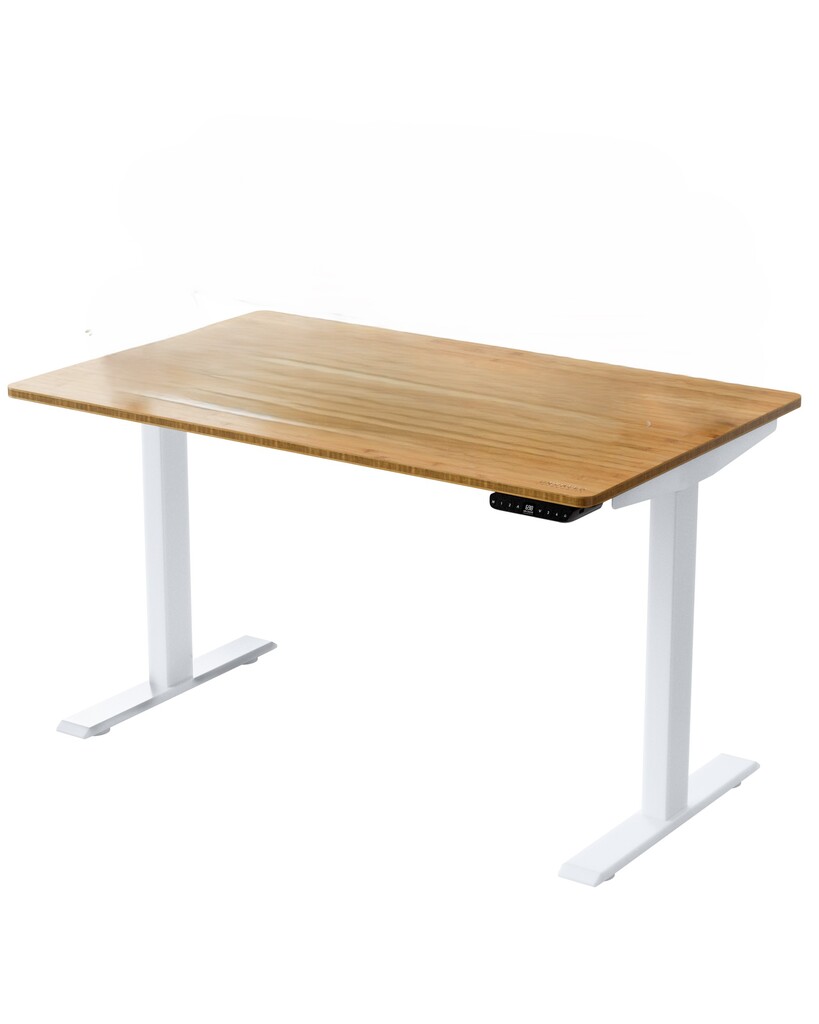 30 Inch Adjustable Stainless Steel Computer Desk In White and Brown by ...