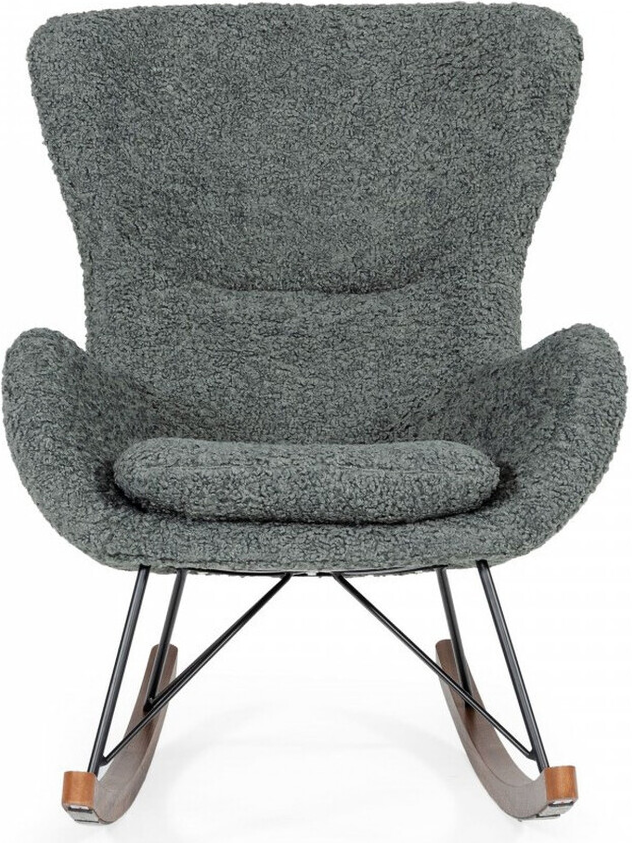 30 Inch Faux Fur Metal and Solid Wood Rocking Chair In Brown and Gray ...