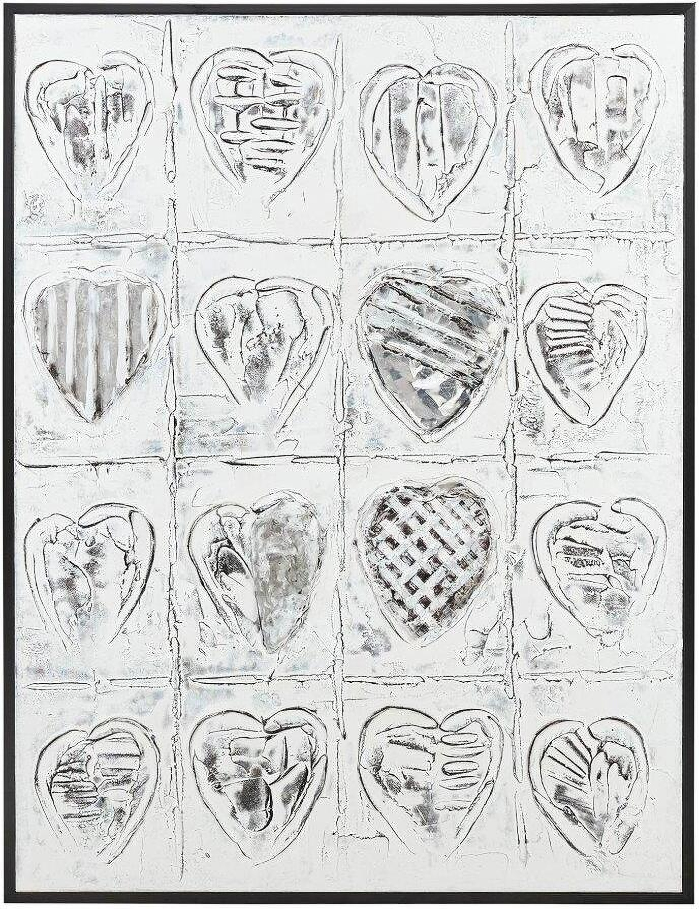 36 x 48 Hearts Hand Painted Canvas In Gray by Sagebrook | 1StopBedrooms