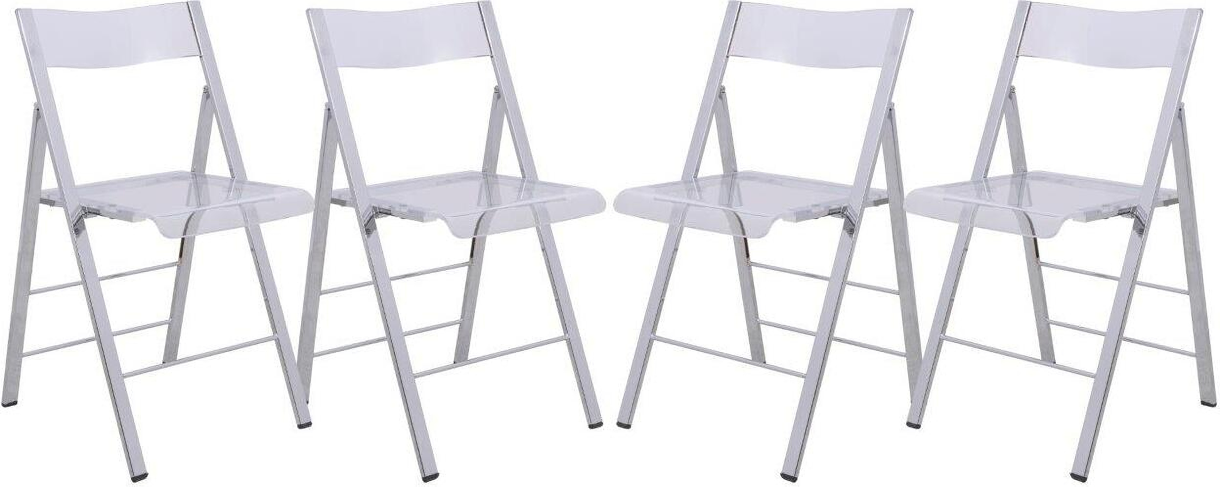 4 LeisureMod Menno Clear Acrylic Folding Chairs | 1StopBedrooms