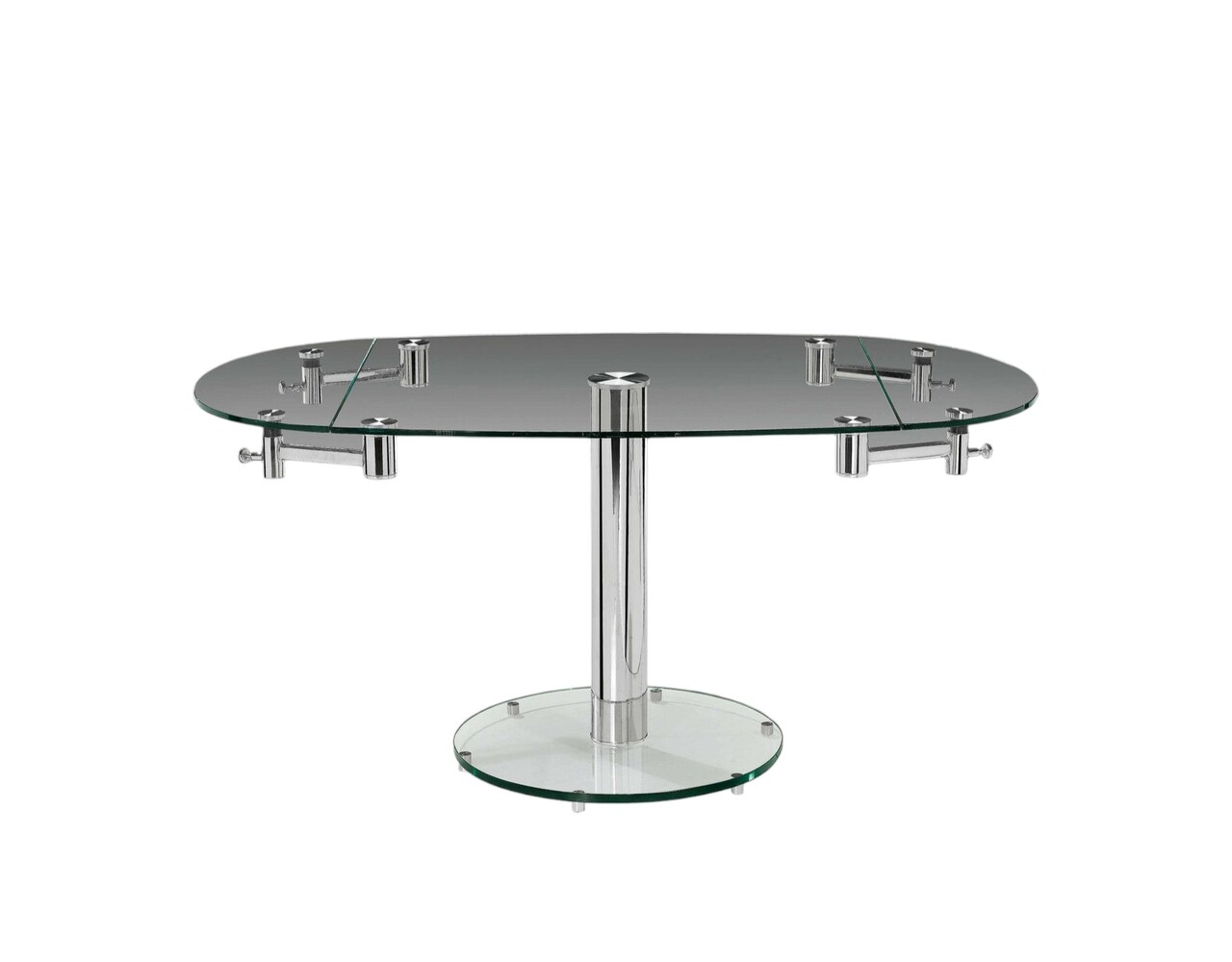 40 Inch Glass and Metal Self-Storing Leaf Motion Extendable Dining ...