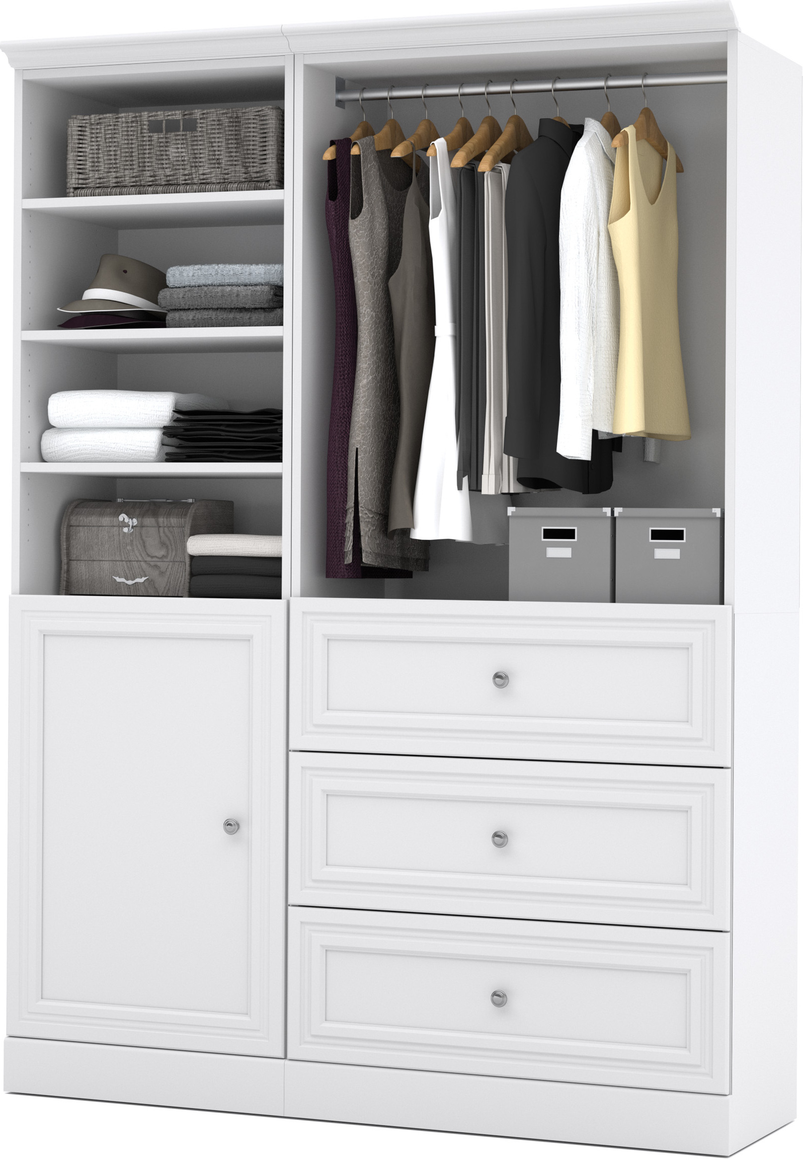 Versatile White 61'' Storage Wardrobe by Bestar | 1StopBedrooms
