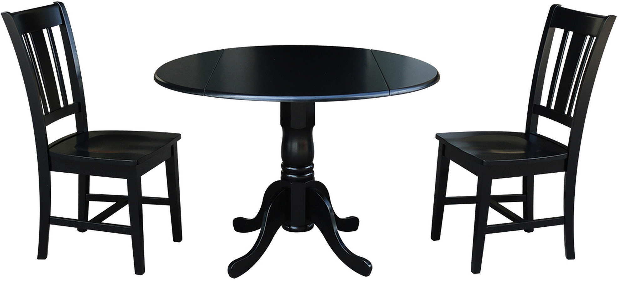 42 Inch Dual Drop Leaf Table with 2 San Remo Chairs In Black by ...