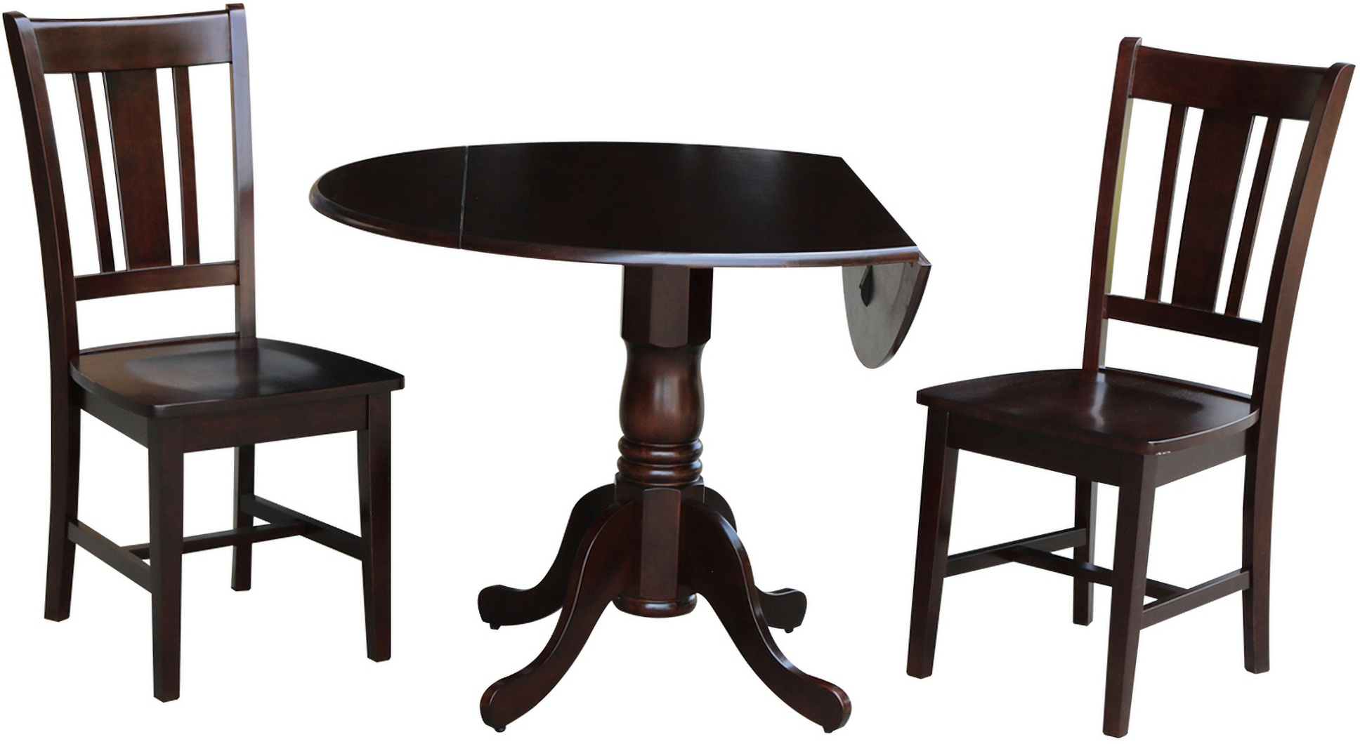 42 Inch Dual Drop Leaf Table with 2 San Remo Chairs In Rich Mocha by ...