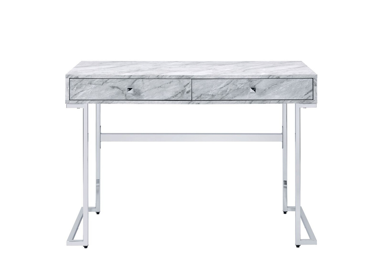 42 Inch Writing Desk with Two Drawers In White by Homeroots | 1StopBedrooms