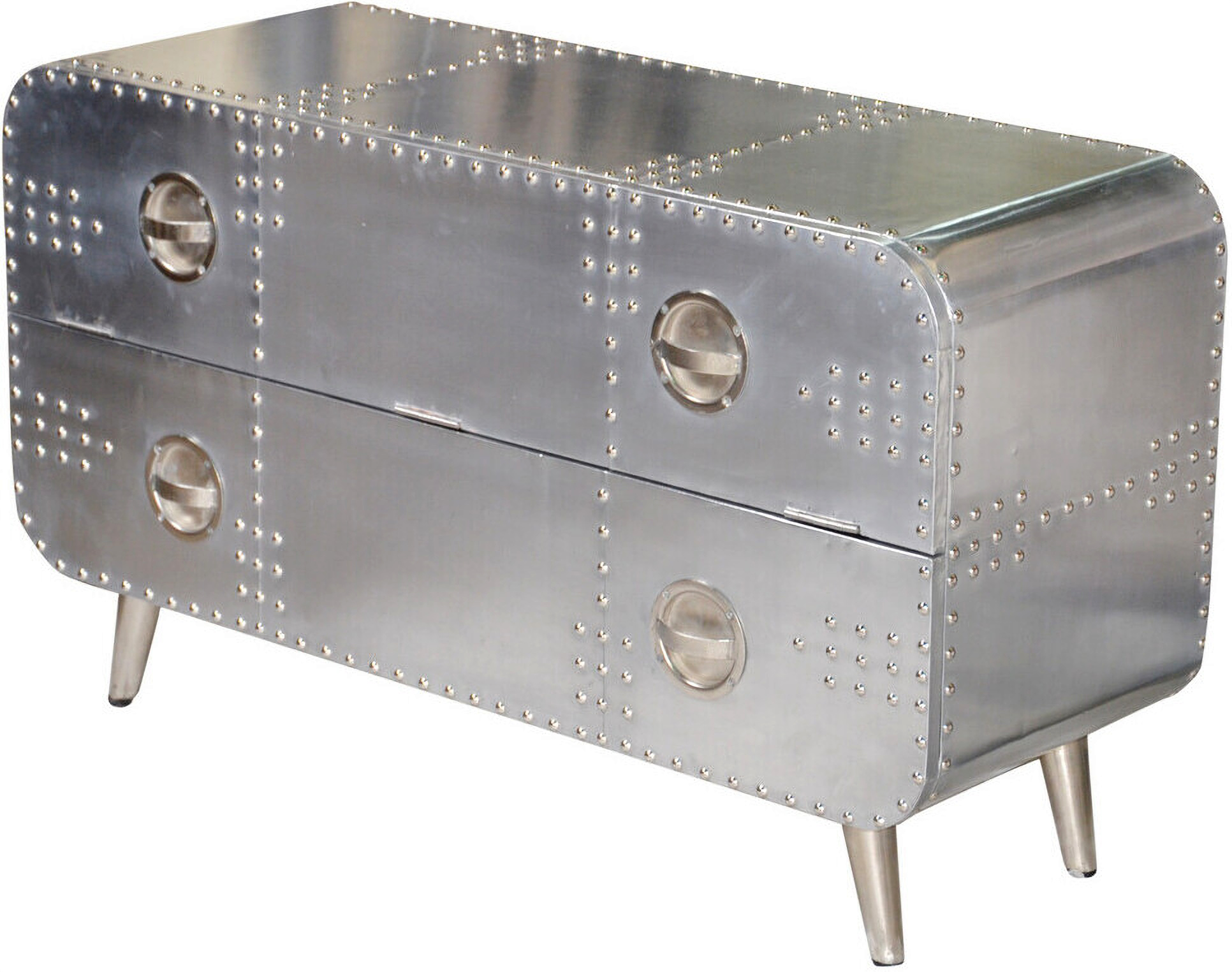 44 Inch Aluminum Enclosed Storage TV Stand In Silver by Homeroots ...