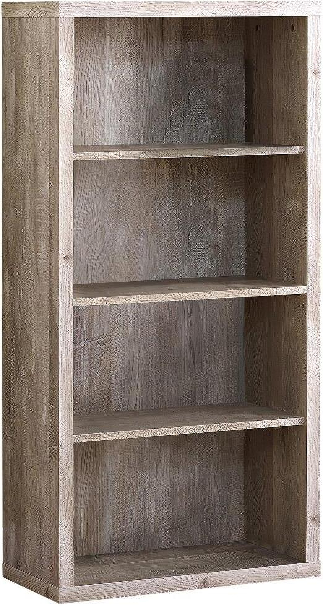 48 Inch Bookcase In Taupe Reclaimed Wood Look With Adjustable Shelves ...