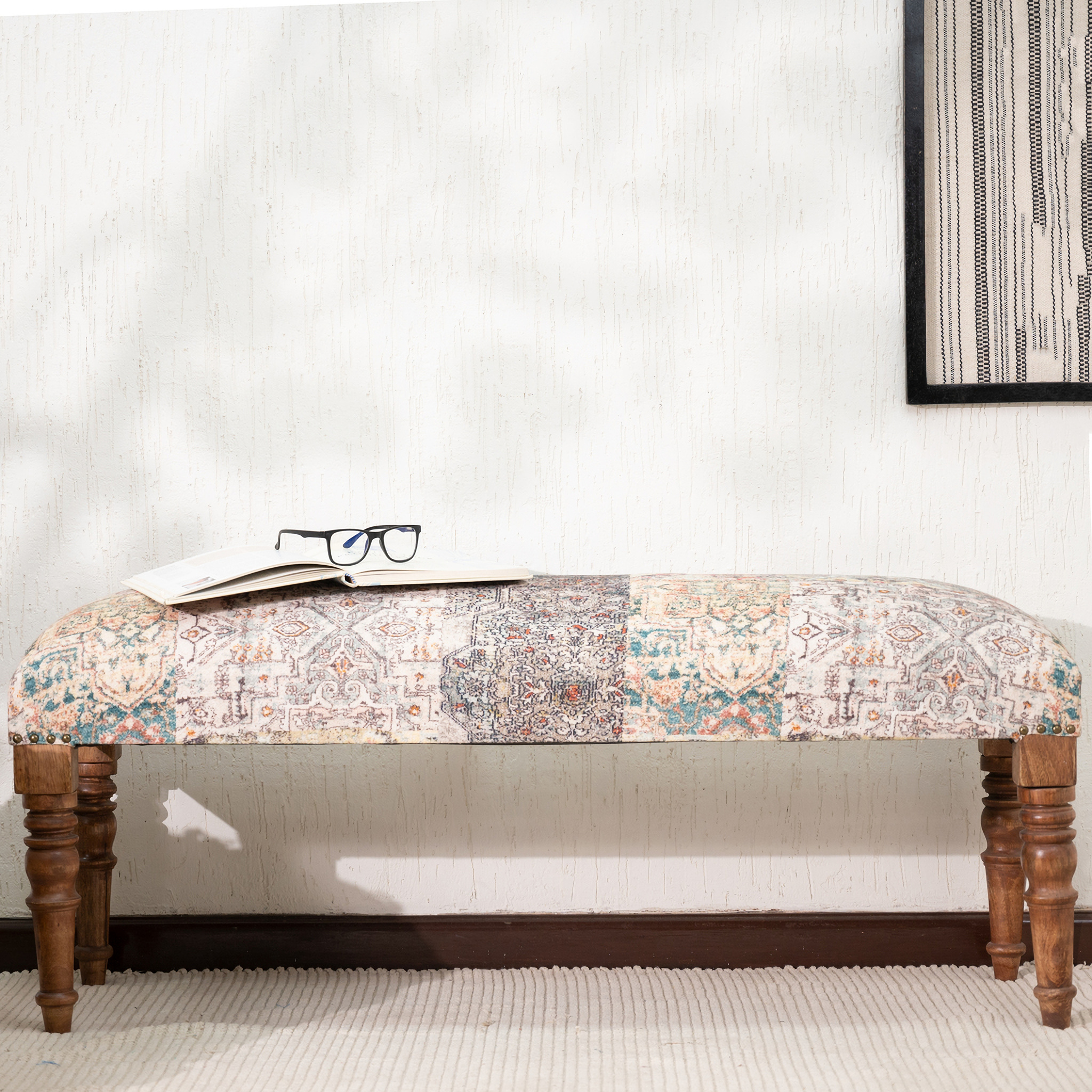 48 Inch Multicolored Ethnic Upholstered Bench by Albany Living ...