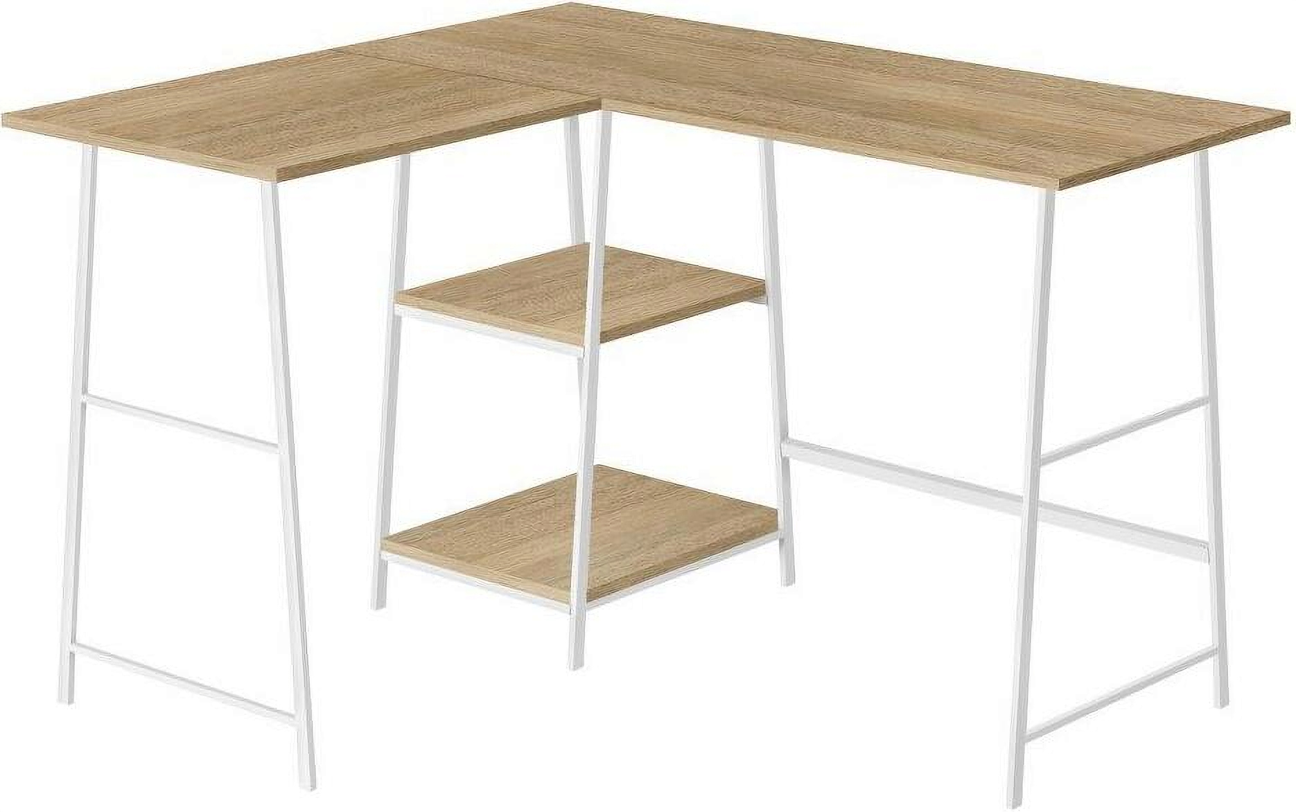 48 Inch Natural Top And White Metal Corner Computer Desk by Monarch ...