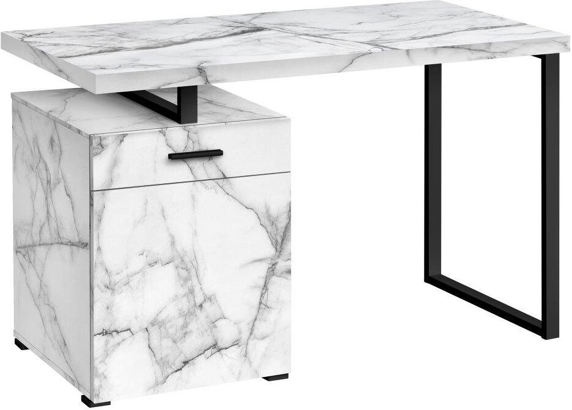 48 Inch White Marble Left Or Right Facing Compter Desk by Monarch ...