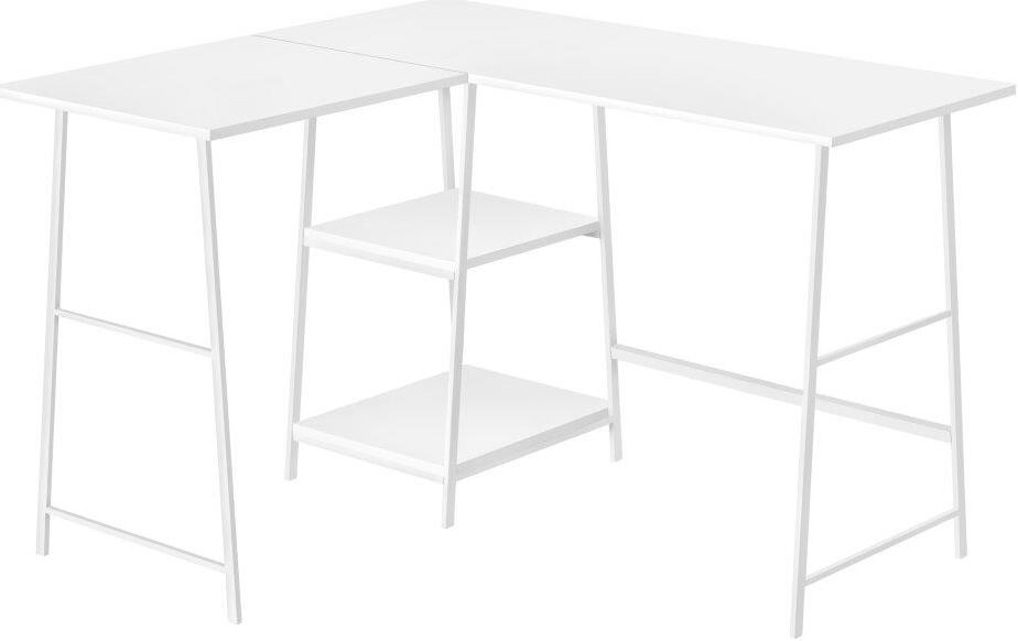 48 Inch White Top And White Metal Corner Computer Desk by Monarch ...