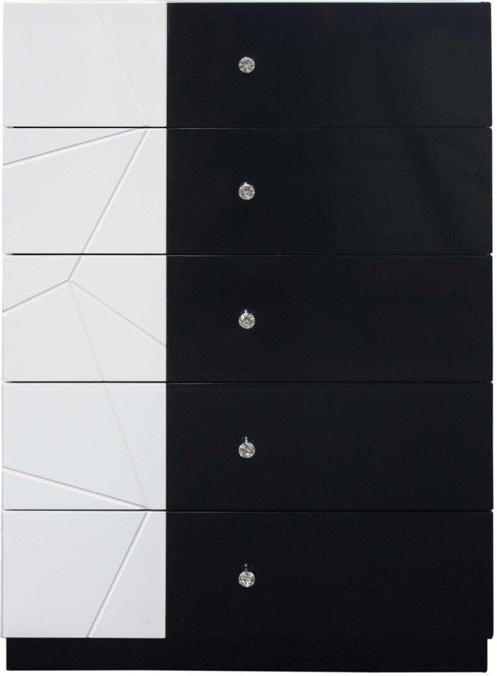 5 Drawer Poplar Wood Bedroom Chest In White And Black by Best Master ...