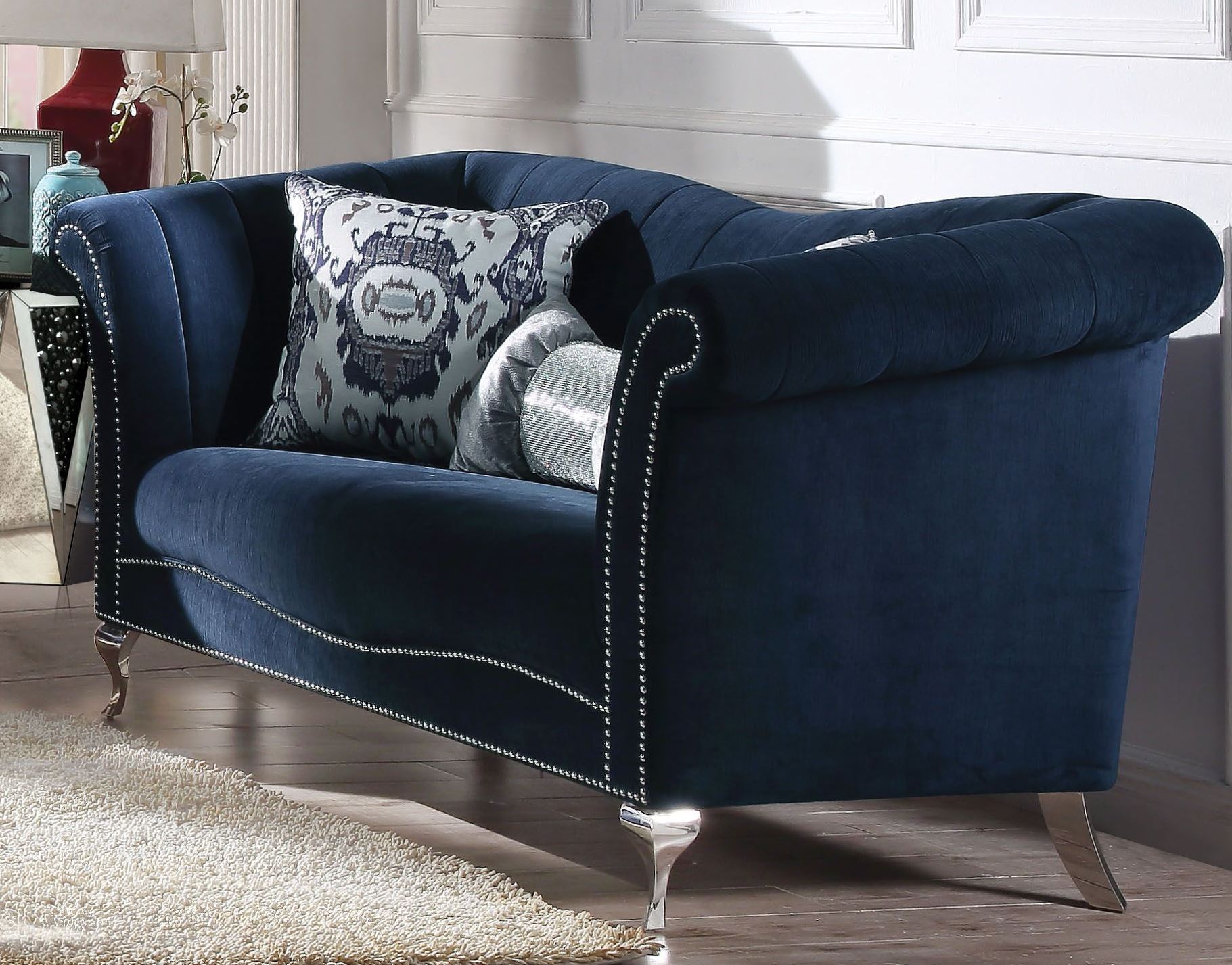 Jaborosa Blue Velvet Loveseat by ACME | 1StopBedrooms
