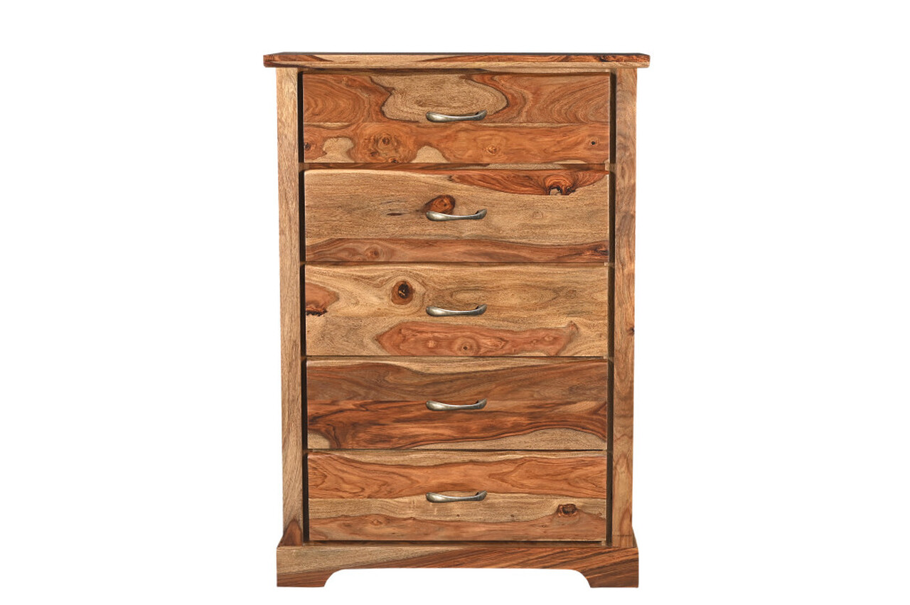 51 Inch Solid Wood Live Edge Five Drawer Standard Chest In Brown by ...