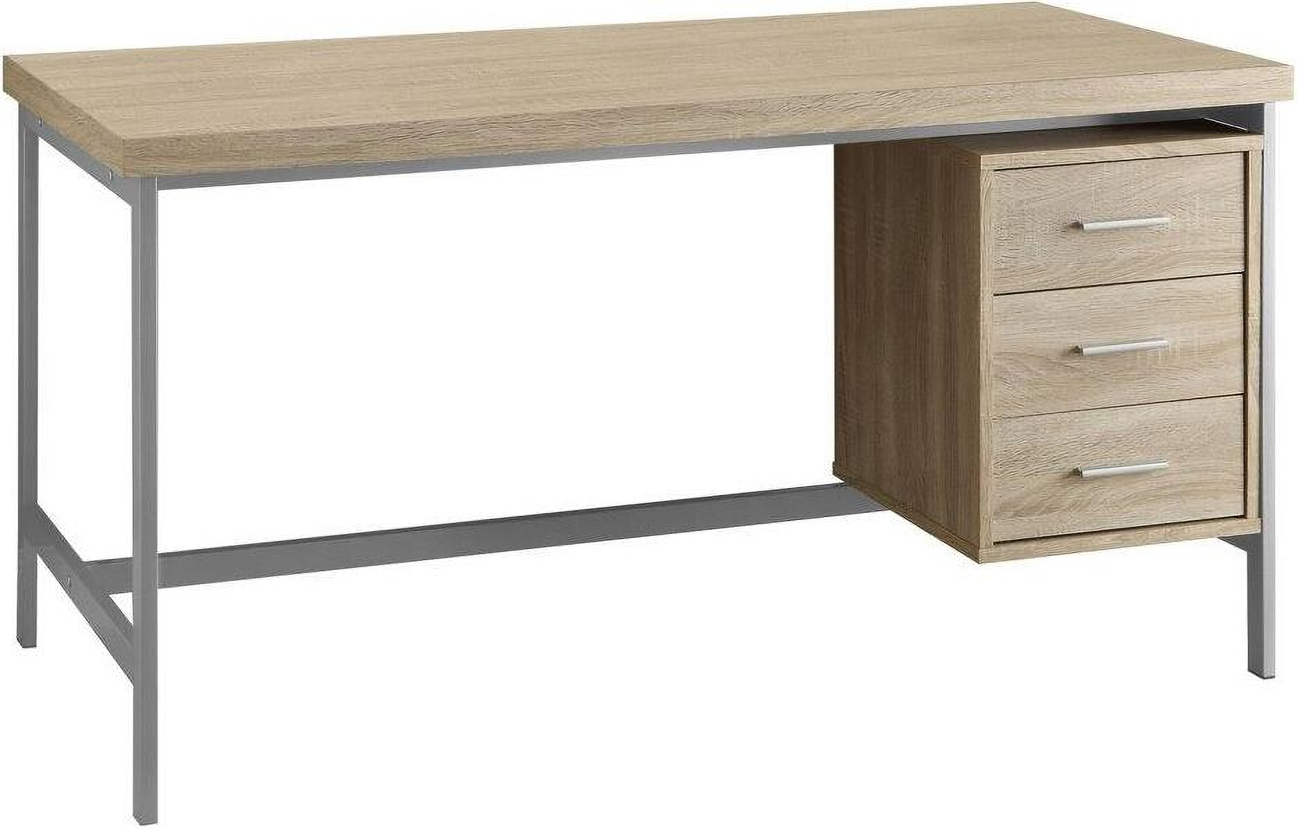 60 Inch Computer Desk In Natural With Silver Metal by Monarch ...