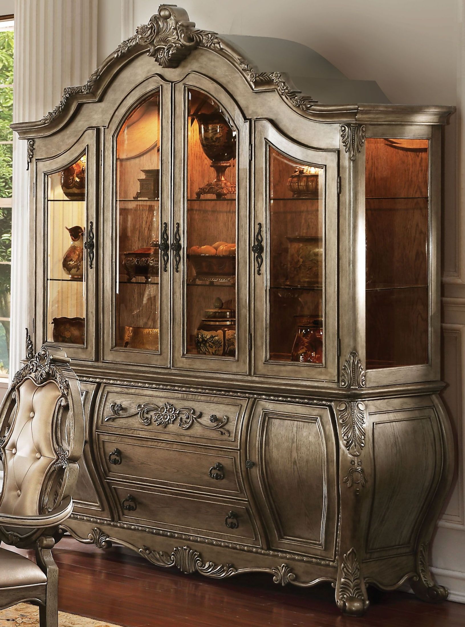 Ragenardus Vintage Oak Buffet with Hutch by ACME | 1StopBedrooms