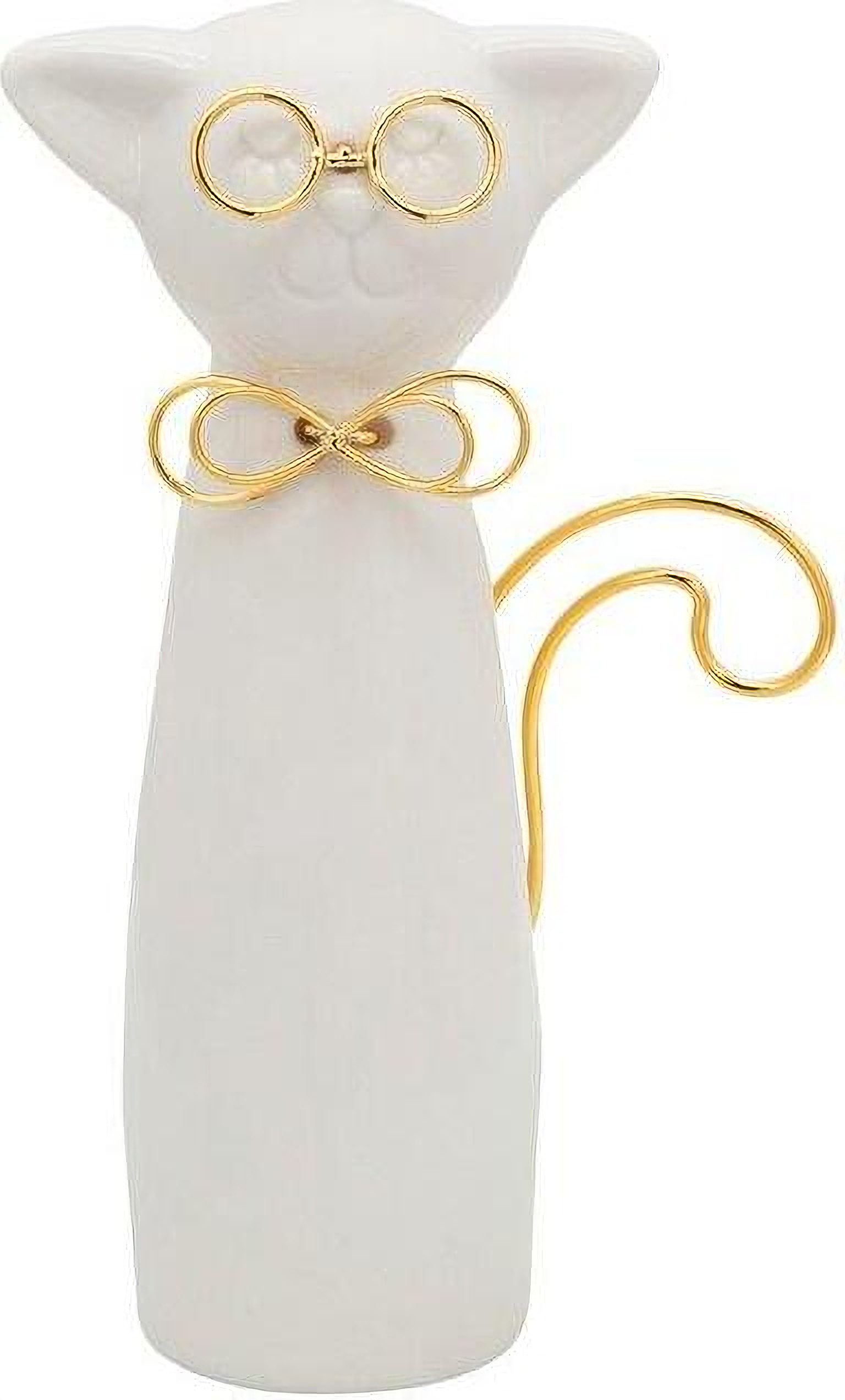 7 Inch Cat With Glasses Decor In White by Sagebrook Home | 1StopBedrooms