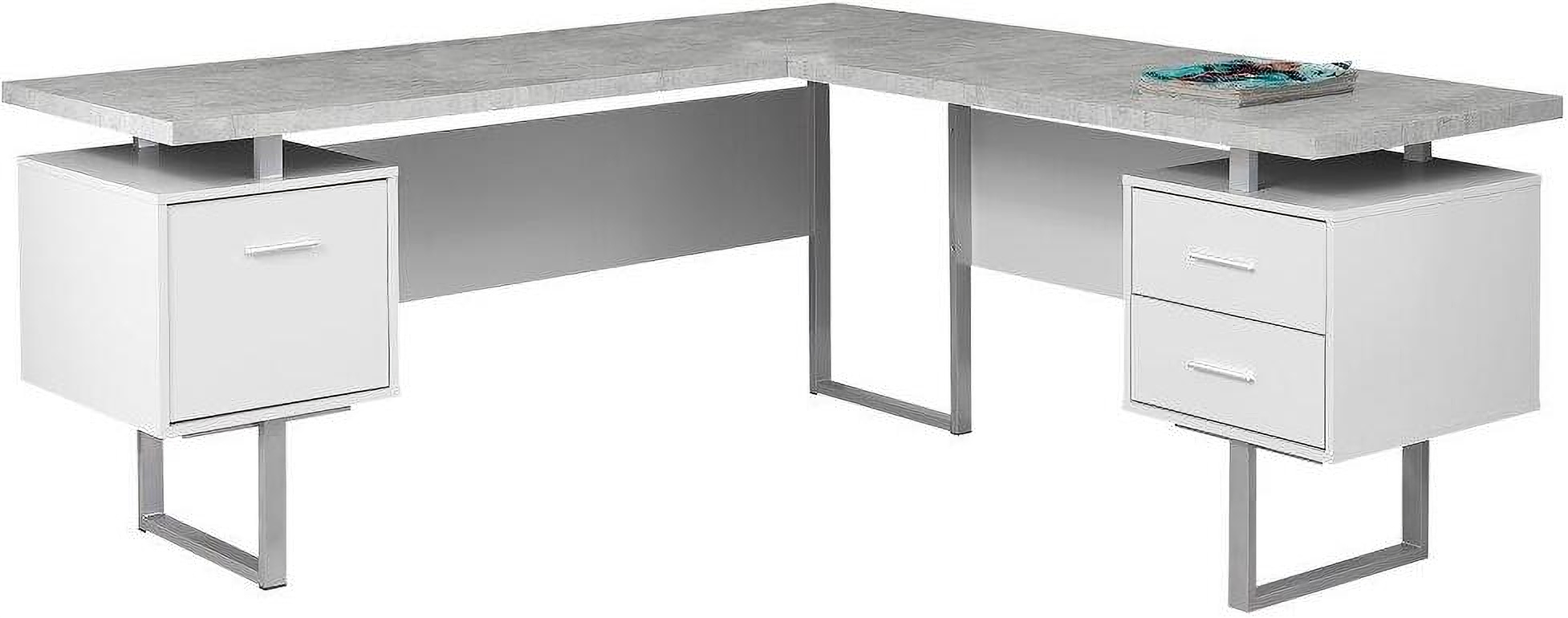 70 Inch Computer Desk In White Cement Look With Left Or Right Face by ...