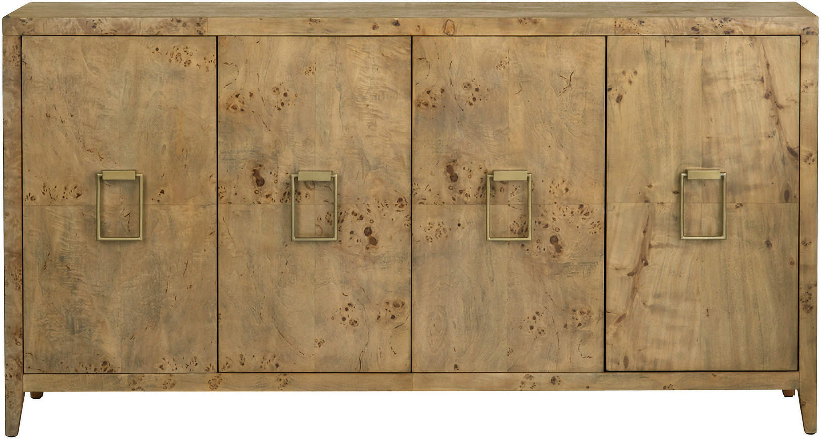 72 Inch Mappa Burl 4-Door Media Credenza/Sideboard In Brown by ...